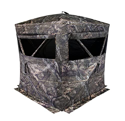 Ameristep FieldView 3 Durable One-Way View See-Through Mesh Hub Style Hunting Ground Blind | 3 Hunters Concealment | Mossy Oak DNA Camo