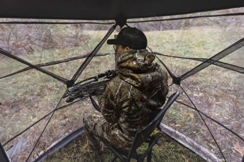 Ameristep FieldView 3 Durable One-Way View See-Through Mesh Hub Style Hunting Ground Blind | 3 Hunters Concealment | Mossy Oak DNA Camo