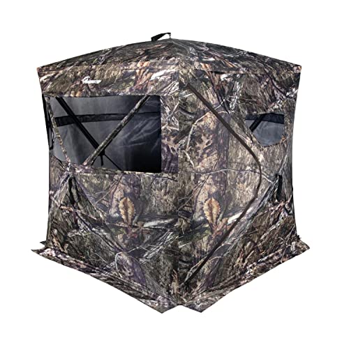 Ameristep FieldView 3 Durable One-Way View See-Through Mesh Hub Style Hunting Ground Blind | 3 Hunters Concealment | Mossy Oak DNA Camo