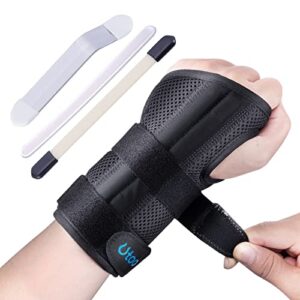 Utoo Carpal Tunnel Wrist Brace with 3 Stays for Women Men, Breathable Wrist Support Splint Night Support with Silky-smooth Cotton Lining, Hand Brace for Arthritis , Tendonitis, Sprains - Left Hand L/XL