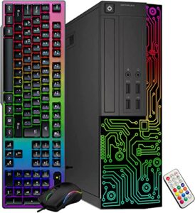 rgb dell desktop computer intel quad core i5 up to 3.6g, 16g, 512g ssd, wi-fi & hdmi, rgb gaming pc keyboard & mouse, windows 10 pro (renewed)