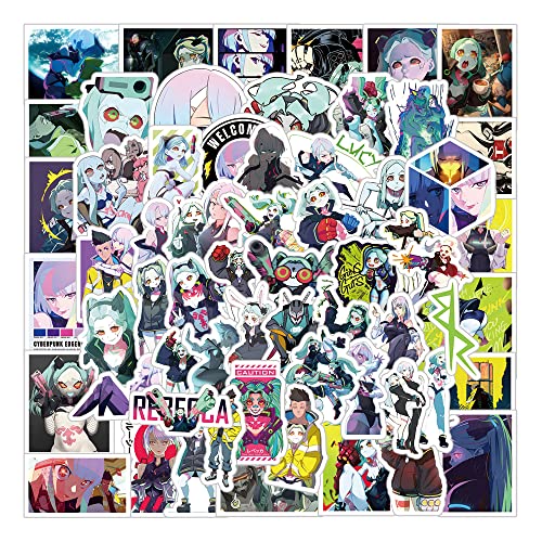 62Pcs Edgerunners Anime Stickers Pack, Manga Poster Cartoon Vinyl Waterproof for Water Bottle,Laptop,Phone,Skateboard,Scrapbooking,Journaling Gifts for Adults Teens Kids for Party Favor Supply