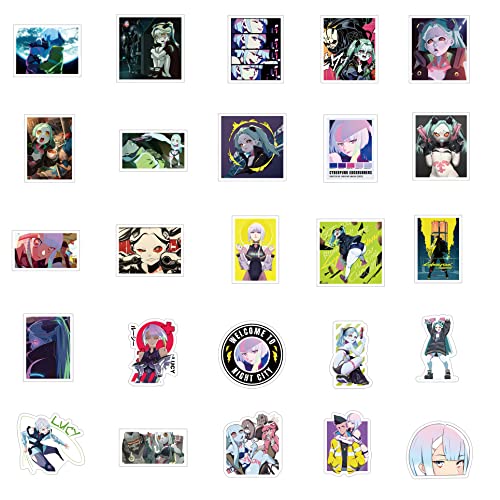 62Pcs Edgerunners Anime Stickers Pack, Manga Poster Cartoon Vinyl Waterproof for Water Bottle,Laptop,Phone,Skateboard,Scrapbooking,Journaling Gifts for Adults Teens Kids for Party Favor Supply