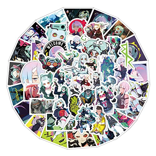 62Pcs Edgerunners Anime Stickers Pack, Manga Poster Cartoon Vinyl Waterproof for Water Bottle,Laptop,Phone,Skateboard,Scrapbooking,Journaling Gifts for Adults Teens Kids for Party Favor Supply