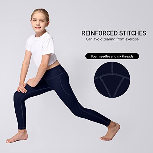 Yoga Active Leggings for Girls with 2 Pockets - Kids Workout Yoga Pants for Athletic (Pack of 4)