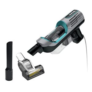 shark hh202 ultralight corded handheld vacuum with self-cleaning power brush & crevice tool, hypervelocity suction & removable, perfect for pets, teal, 0.35 qt. dust cup