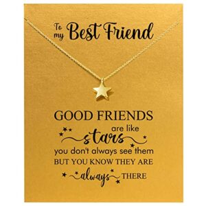 gifts for best friend star necklace for women girls friendship necklace with gift card(star)