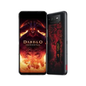 asus rog phone 6 diablo immortal edition cell phone, 6.78” fhd+ 2448x1080 165hz, 6000mah battery, 50mp/13mp/5mp camera, 12mp front, 16gb ram, 512gb storage, 5g lte unlocked dual sim, ai2201-16g512g-db