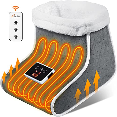 Foot Warmer - Double-Side Heating Electric Heated Foot Warmers for Men and Women Foot Heating Pad with 6 Levels Temp and 4 Timers (L- Remote Control)