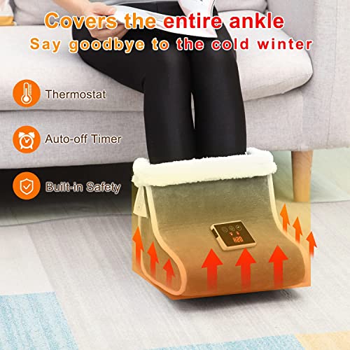 Foot Warmer - Double-Side Heating Electric Heated Foot Warmers for Men and Women Foot Heating Pad with 6 Levels Temp and 4 Timers (L- Remote Control)