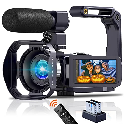 MISIOU Video Camera Camcorder, 4K 48MP 60FPS 18X IR Night Vision Digital Camera WiFi Vlogging Camera with External Microphone and 2.4G Remote Control