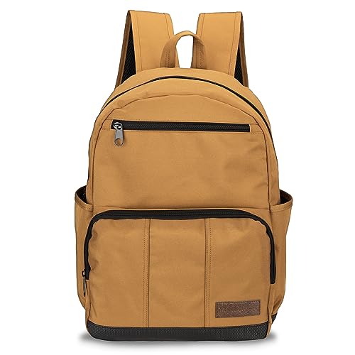 Wrangler Industry Backpack Classic Logo Water Resistant Casual Daypack with Padded Laptop Notebook Sleeve (Brown Duck)