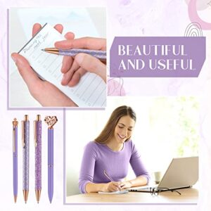 9 Pcs Ballpoint Pens Set Metal Crystal Diamond Pen Liquid Sand Glitter Pen for Journaling Black Ink Pretty Cute Pens Fancy Pens Gifts for Women Girls Back to School Office Desk (Purple)