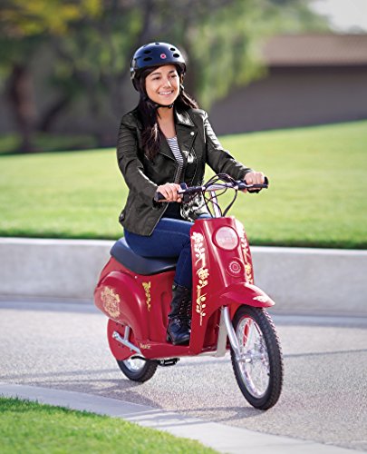 Razor Pocket Mod Bellezza - 36V Euro-Style Electric Scooter for Ages 14+, Up to 70 min Ride Time, 16" Pneumatic Tires, for Riders up to 220 lbs & V-17 Youth Multi-Sport Helmet, Gloss Black