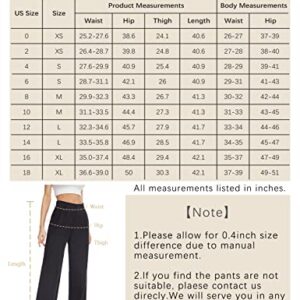 Tapata Womens Wide Leg High Waist Straight Leg Casual Pants Stretch Comfy Pockets Relaxed Fit, Black, 2