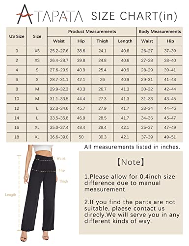 Tapata Womens Wide Leg High Waist Straight Leg Casual Pants Stretch Comfy Pockets Relaxed Fit, Black, 2