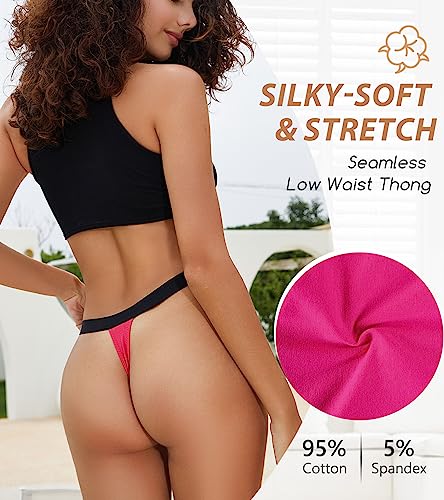 chahoo Thongs for Women Pack Sexy G String Thongs for Women Cotton Panties Low Rise Soft T-back Underwear women 5 Pack