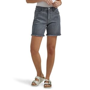 lee women's legendary mid-rise denim boyfriend short, washed gray dx