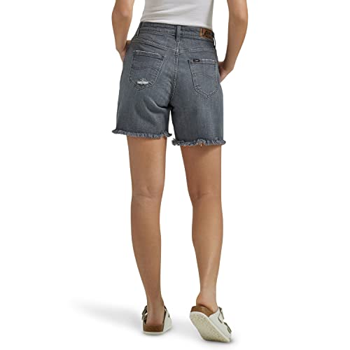 Lee Women's Legendary Mid-Rise Denim Boyfriend Short, Washed Gray DX