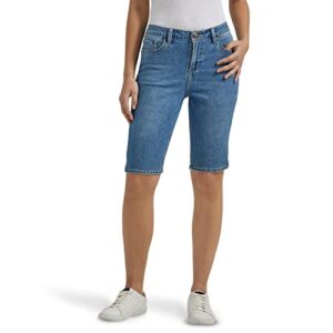 lee women's legendary mid-rise regular fit denim bermuda short, aphros, 16 reg