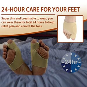 Bunion Pain Relief, Bunion Socks Hallux Valgus Corrector for Women and Men-Big Toe Straightener for Hammer Toes Big Toe Joint Orthotic Bunion Splint Brace (Beige, 1 Pairs) (Beige, 1 Pairs)