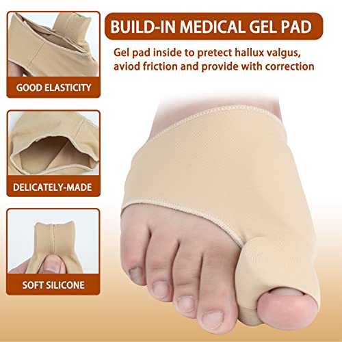 Bunion Pain Relief, Bunion Socks Hallux Valgus Corrector for Women and Men-Big Toe Straightener for Hammer Toes Big Toe Joint Orthotic Bunion Splint Brace (Beige, 1 Pairs) (Beige, 1 Pairs)