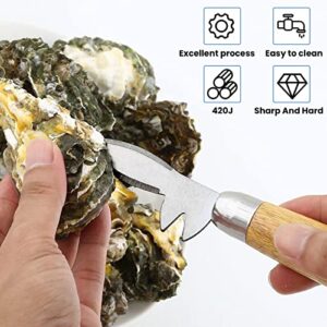 Oyster Shucking Knife and Gloves Set, Oyster Opener Tool Kit, Oyster Shucking Kit, Seafood Tools Gift Set, Clam Oyster Knife Shucker with Cut Resistant Level 5 Protection Gloves