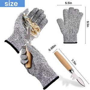 Oyster Shucking Knife and Gloves Set, Oyster Opener Tool Kit, Oyster Shucking Kit, Seafood Tools Gift Set, Clam Oyster Knife Shucker with Cut Resistant Level 5 Protection Gloves