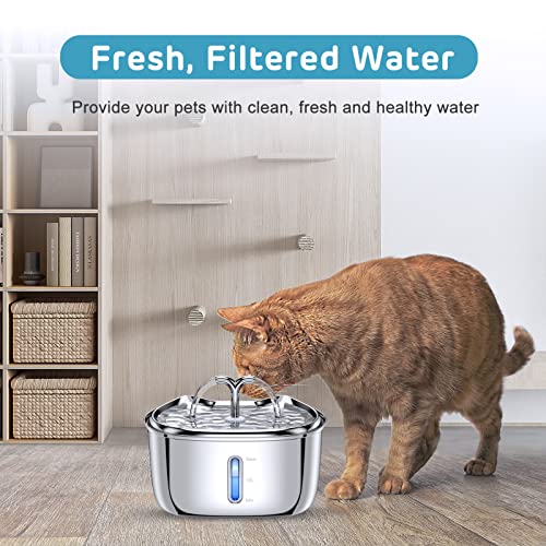 Cat Water Fountain Filters, 8PCS Carbon Filters & 8PCS Pre-Filter Sponges, Pet Water Fountain Filters for K15 2.5L/84oz Stainless Steel Cat Water Fountain Dog Water Fountain