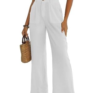 heipeiwa Women's Linen Summer Casual High Waist Wide Leg Dressy Pants Flowy Trousers