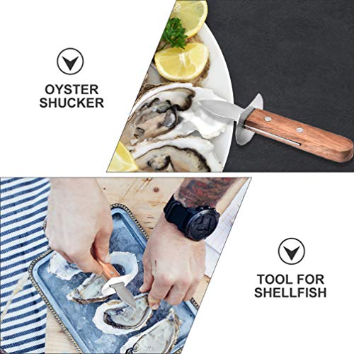 Kichvoe Multitools Oyster Shucking Knife with Wooden Handle Stainless Steel Oyster Clam Shucking Knife Oyster Cutter Seafood Shellfish Opener for Kitchen Supplies Multipurpose Tool Multipurpose Tool