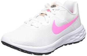 nike women's revolution 6 nn white/pink spell-fossil stone (dc3729 103) - 9