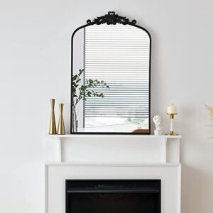 hafomcel arendahl traditional arch mirror,vintage decorative wall mirror,36 x 24,black,antique arched wall mirror with metal frame