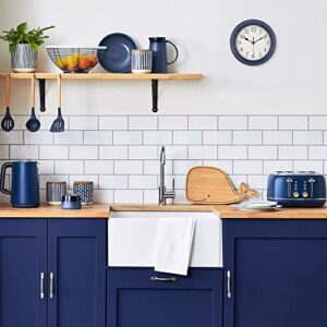 Mofine Wall Clock for Living Room Decor, Small Kitchen Wall Clock, Silent Wall Clocks Battery Operated for Bathroom/Bedroom/Office, 9 inch-Navy Blue