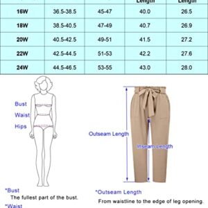 KIMCURVY Paper Bag Pants for Women High Waist Plus Size Pencil Pants for Work Army Green 18W