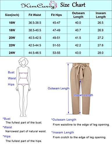 KIMCURVY Paper Bag Pants for Women High Waist Plus Size Pencil Pants for Work Army Green 18W