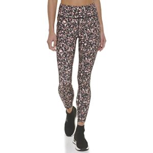 dkny women's tight printed high waist performance leggings, rosewater pollock, medium