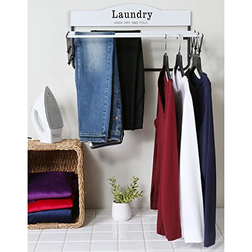 Home District Laundry Drying Rack - Wall Mounted Clothes Rack, Accordion Wall Hanger, Laundry Room Accessory