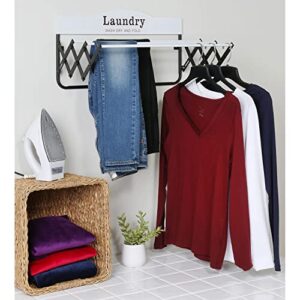 Home District Laundry Drying Rack - Wall Mounted Clothes Rack, Accordion Wall Hanger, Laundry Room Accessory