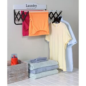 Home District Laundry Drying Rack - Wall Mounted Clothes Rack, Accordion Wall Hanger, Laundry Room Accessory