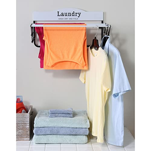 Home District Laundry Drying Rack - Wall Mounted Clothes Rack, Accordion Wall Hanger, Laundry Room Accessory