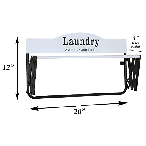 Home District Laundry Drying Rack - Wall Mounted Clothes Rack, Accordion Wall Hanger, Laundry Room Accessory