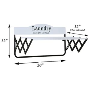 Home District Laundry Drying Rack - Wall Mounted Clothes Rack, Accordion Wall Hanger, Laundry Room Accessory