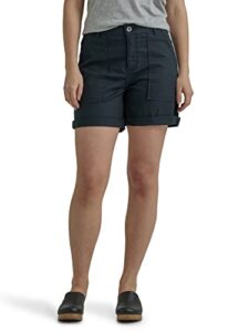 lee women's plus size legendary high rise relaxed fit rolled short, black, 20w