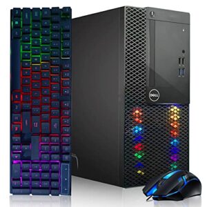 dell gaming pc desktop computer - intel quad i5-7500 up to 3.8ghz, geforce gtx 1660 super 6g, 16gb ddr4 memory, 256g ssd + 3tb, rgb keyboard & mouse, wifi & bluetooth 5.0, win 10 pro (renewed)