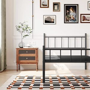 DIIYIV 14 Inch King Metal Platform Bed Frame with Headboard,Mattress Foundation,Steel Slat Support,Under Bed Storage,No Box Spring Needed,King Size Bed Frame,Black