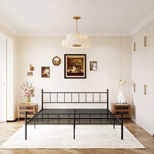 DIIYIV 14 Inch King Metal Platform Bed Frame with Headboard,Mattress Foundation,Steel Slat Support,Under Bed Storage,No Box Spring Needed,King Size Bed Frame,Black