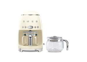 smeg 50" s retro drip coffee maker with extra carafe, cream