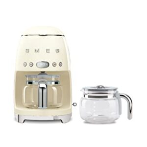 Smeg 50" s Retro Drip Coffee Maker with Extra Carafe, Cream