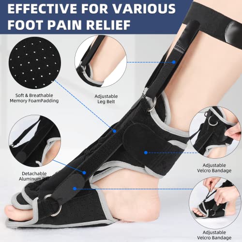 XEYOW Plantar Fasciitis Night Splint, Upgrade Foot Brace with Adjustable Leg Straps for Foot Pain Relief by Plantar Fasciitis, Achilles Tendinitis and Foot Drop, Easy Use & Both for Men Women